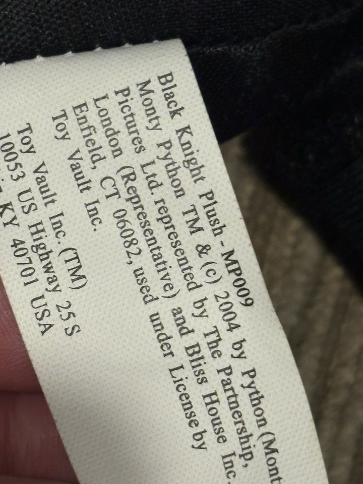 2003 NWT Monty Python Black Knight Plush Sword Removable Limbs Toy ...