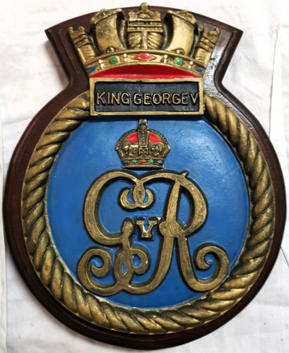 HMS King George V - Ship Crest Plaque – Hand-Painted, Solid Mahogany ...
