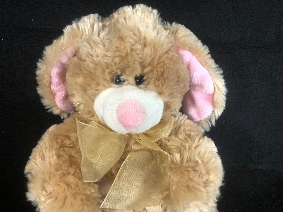 Commonwealth Tan Bunny Rabbit Plush Baby Toy Stuffed Animal Pink Ears ...
