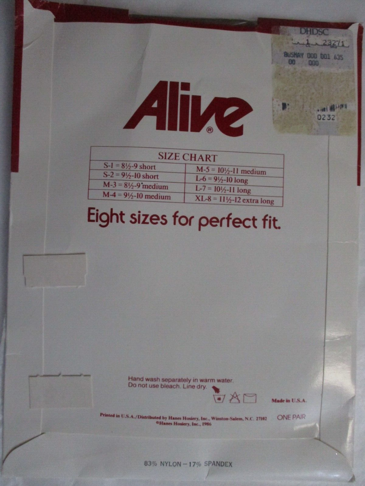 1PR VINTAGE HANES ALIVE RHT SUPPORT SHEER NYLON STOCKINGS 10 1/2-11 ...
