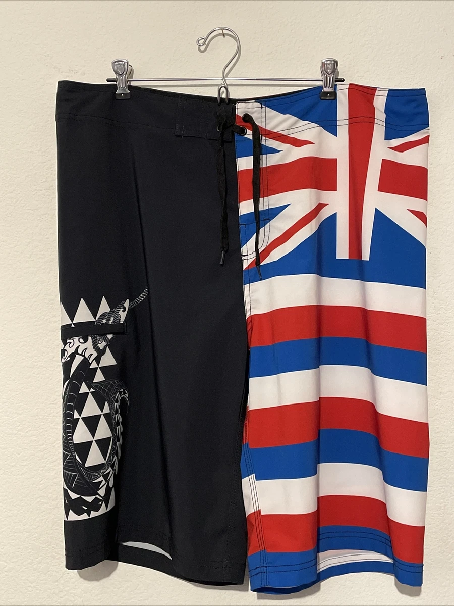 Wailoa Hawaii Islands Ulua Fish and Hook Board Shorts 40 - glwec.in