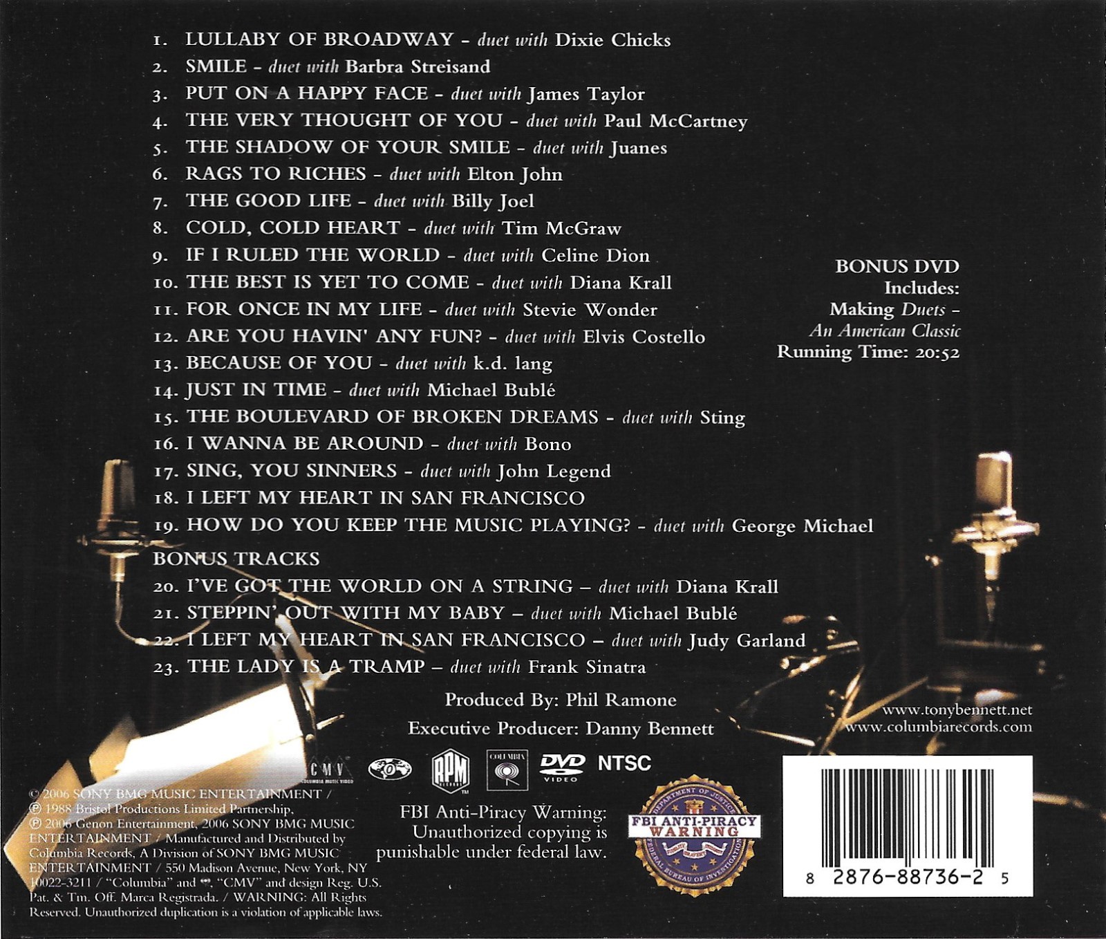 Tony Bennett Duets - An American Classic - 2-Disc CD + DVD - Sony Music ...
