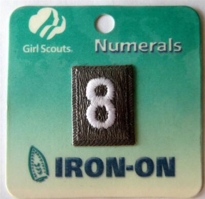 GIRL SCOUT patch Brownie Troop Number id #8 EIGHT Brown Numerals badge ...