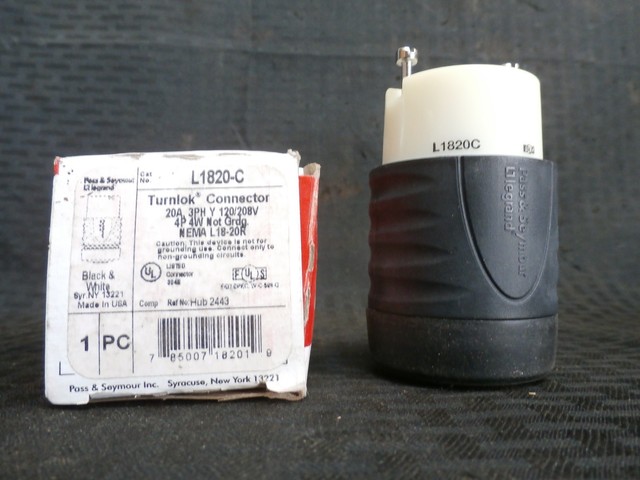 Pass & Seymour L1820-c Turnlok Connector Hub 2443 20a 120/208v L18-20r ...