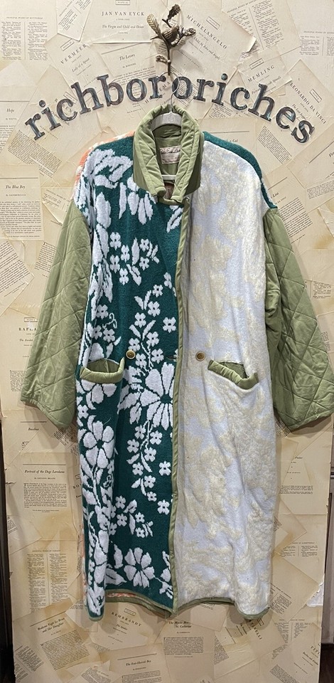 Free People Home Sweet Home Sweater Knit Floral Print Quilted Green ...