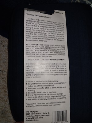 X10 Powerhouse Occupancy Sensor RMS18 - New In Package | eBay