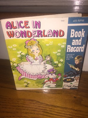 Vintage PETER PAN 45 rpm Record & Book ALICE IN WONDERLAND White Rabbit ...