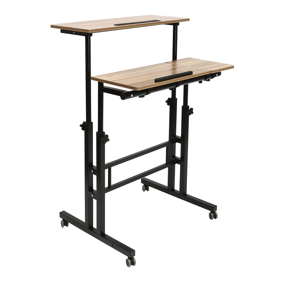 Rolling Laptop Desk Adjustable Height Computer Table Stand up Office ...