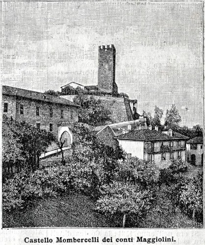 Castello di Mombercelli. Asti. Stampa antica di 130 anni + passepartout ...
