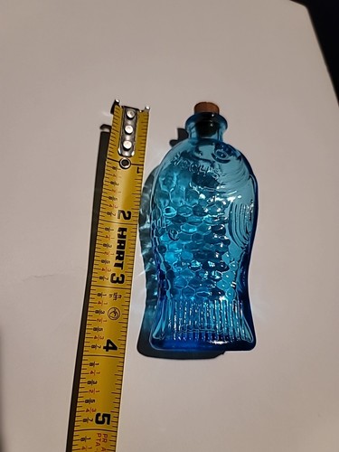Dr Fisch's Bitters Bright Blue Glass Fish Shape Miniature Wheaton 4 ...