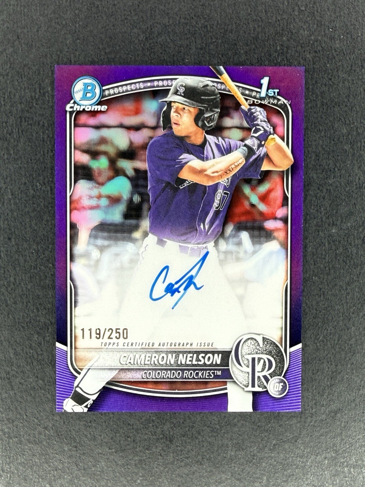 2025 Bowman Draft Cameron Nelson 1st Chrome Prospect Auto /250 Purple ...