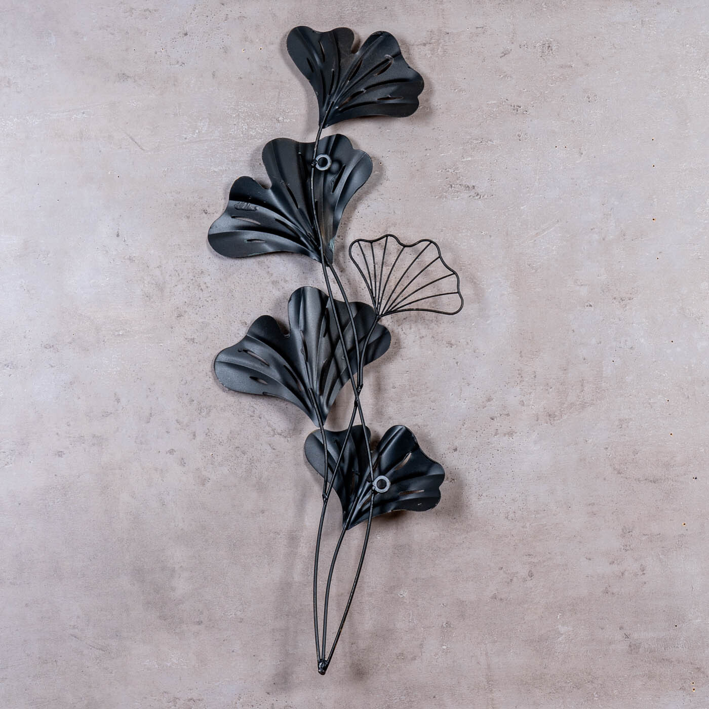 Wandbild 41x71cm Gold Greige Ginkgo Metall-Bild Wand-Deko Wandhänger ...