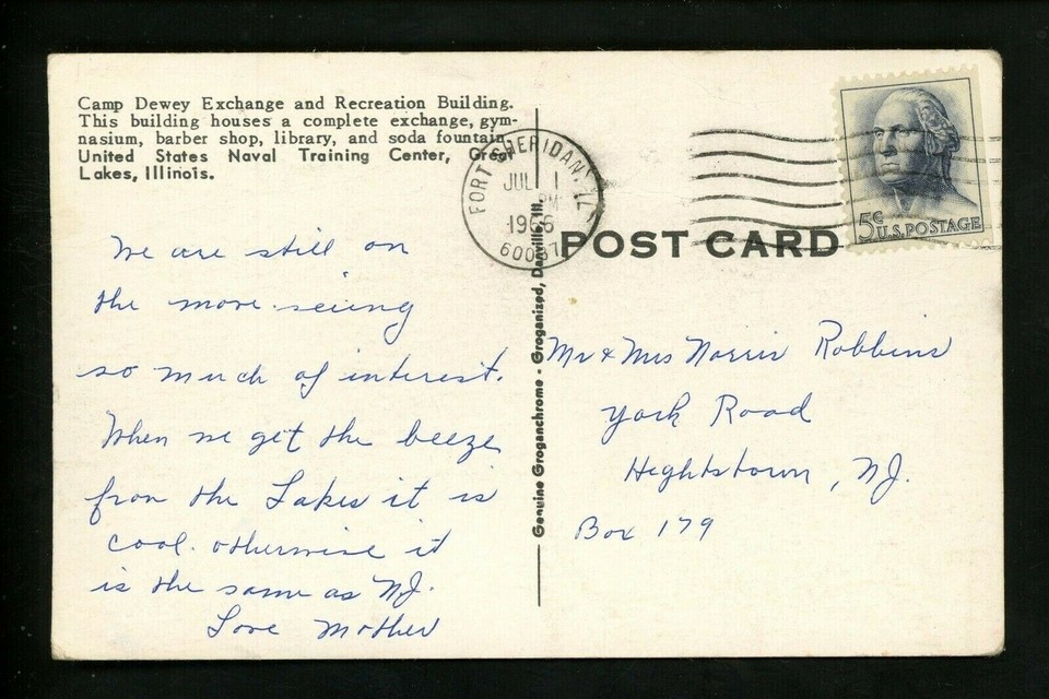Military Base postcard Camp Dewey Exchange Naval Training Center Great ...