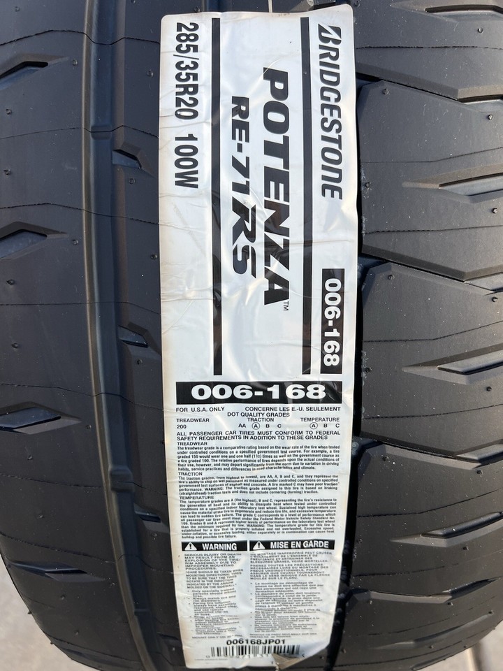 Set of TWO BRAND NEW 285/35R20 Bridgestone Potenza RE-71RS RE71RS Tires ...