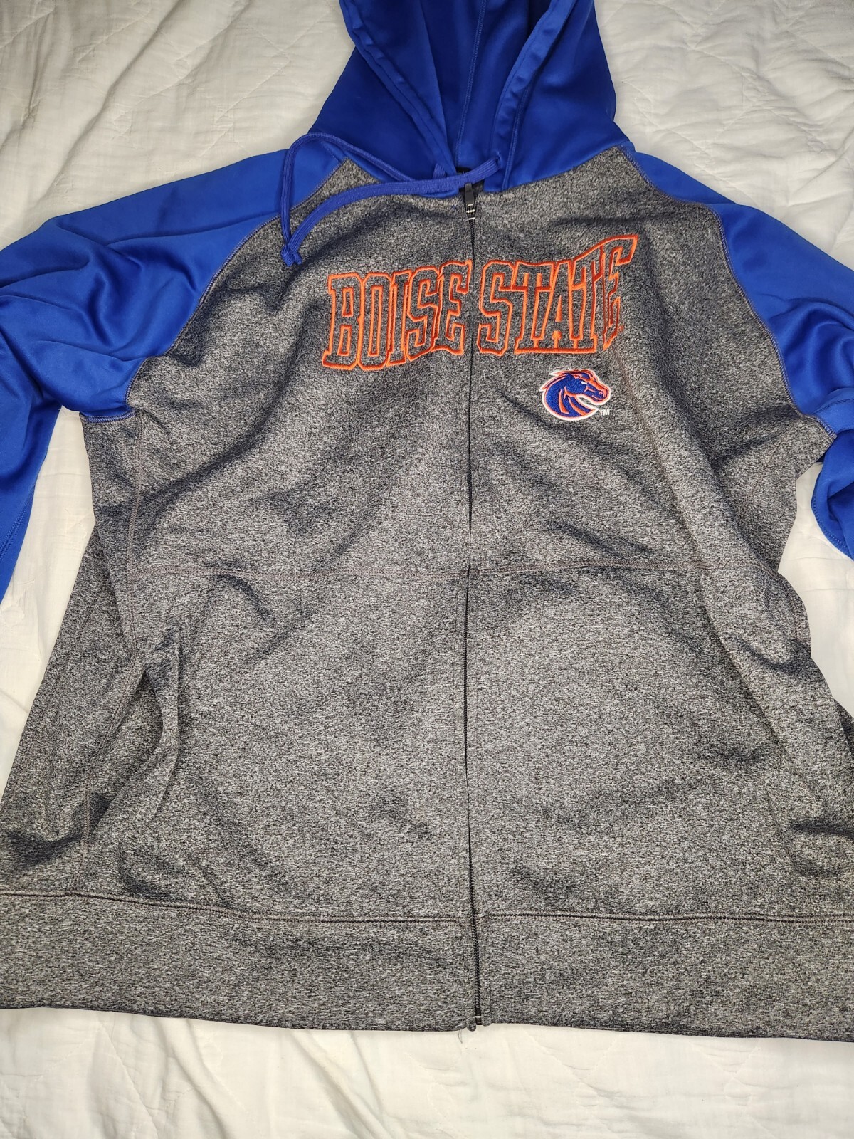 Boise State Broncos Champion Gray/Blue Full Zip Hoodie Sweatshirt Mens ...