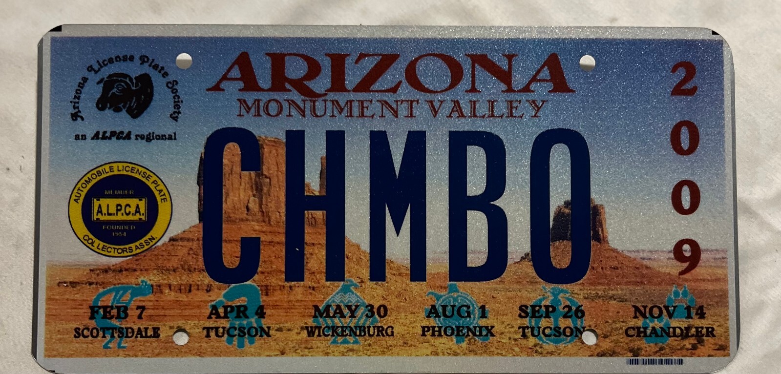 LICENSE PLATE ARIZONA COLLECTOR PLATE ALPCA CHMBO 2009 | eBay