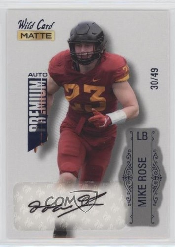 2022 Wild Card MATTE Auto Premium White - Blue Foil /49 Mike Rose Auto ...