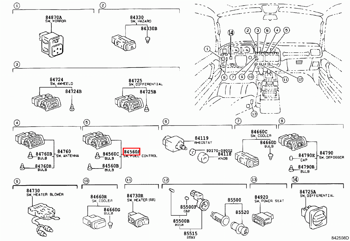 Genuine Toyota LandCruiser FZJ80 Fuel Sub Tank Switch | eBay