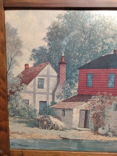Vintage Red Watermill By E. Thomas Art Oil Painting Print No. 406 ...