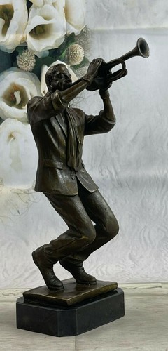 Bronze Statue Sculpture Musician Player Trumpet Jazz Man 12" Tall ...