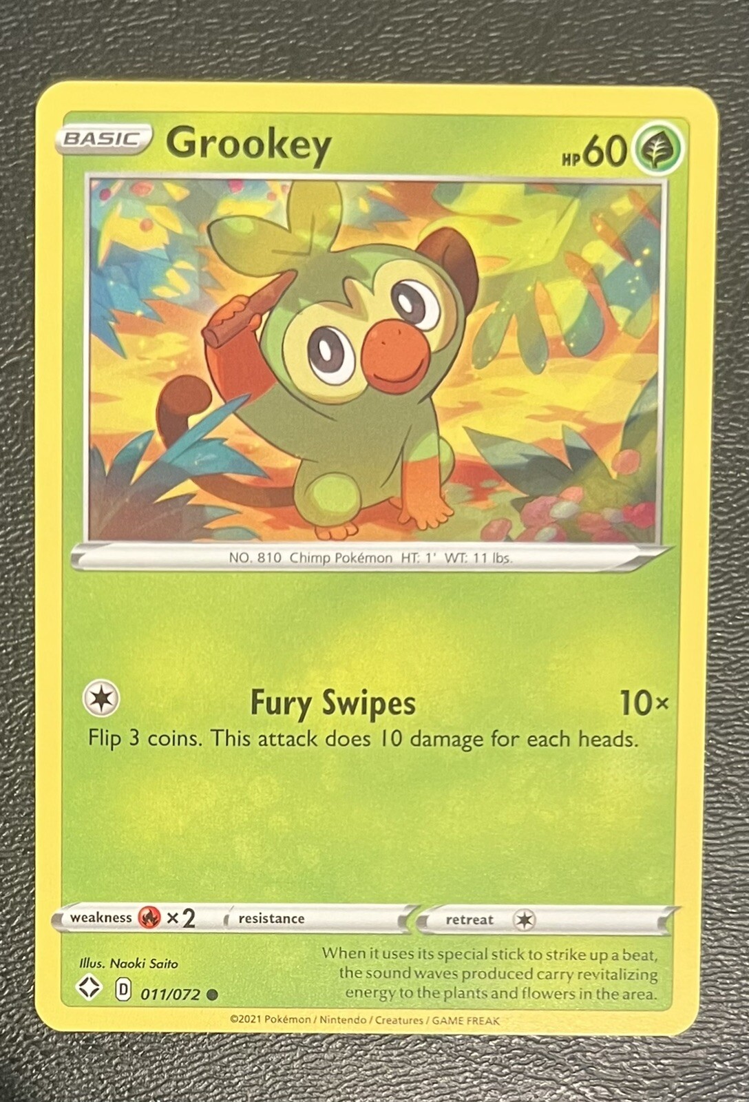 Pokémon TCG Grookey Shining Fates 011/072 Regular Common Card Near Mint ...