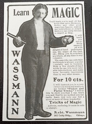 Magician Robert Wassmann LEARN MAGIC Pocket&Parlor Tricks Vtg1901 Photo ...