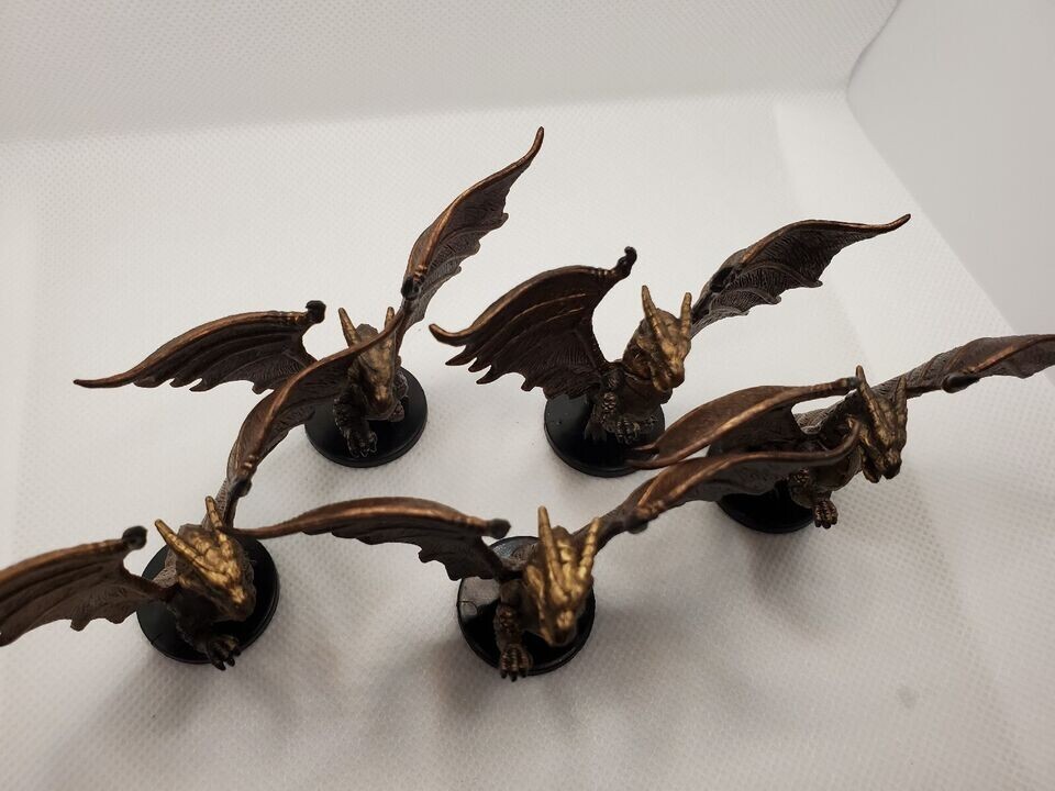 Lot Of 5 Medium Copper Dragon #20 Dungeons & Dragons Miniature | eBay