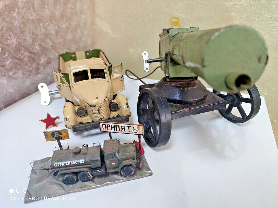 VINTAGE MACHINE GUN MAXIM TIN TOY WIND UP 37cm HUGE CCCP SOVIET ERA ...