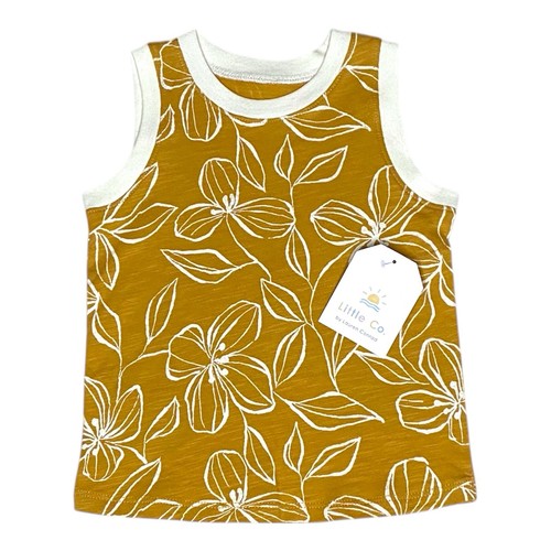 NEW Little Co. By Lauren Conrad Mustard Yellow Tropical Flower Muscle ...