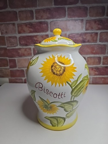 Biscotti Cookie Jar Italy Sunflowers | eBay