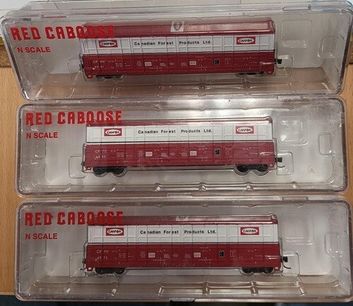N Red Caboose RN-17424 Thrall All-Door Box Car CANFOR 3 pcs 4561, 4573 ...