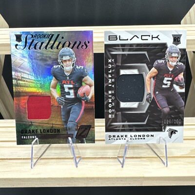 (2) DRAKE LONDON Patch RELIC Lot - Black INFLUX #'d /150 Zenith Rookie ...