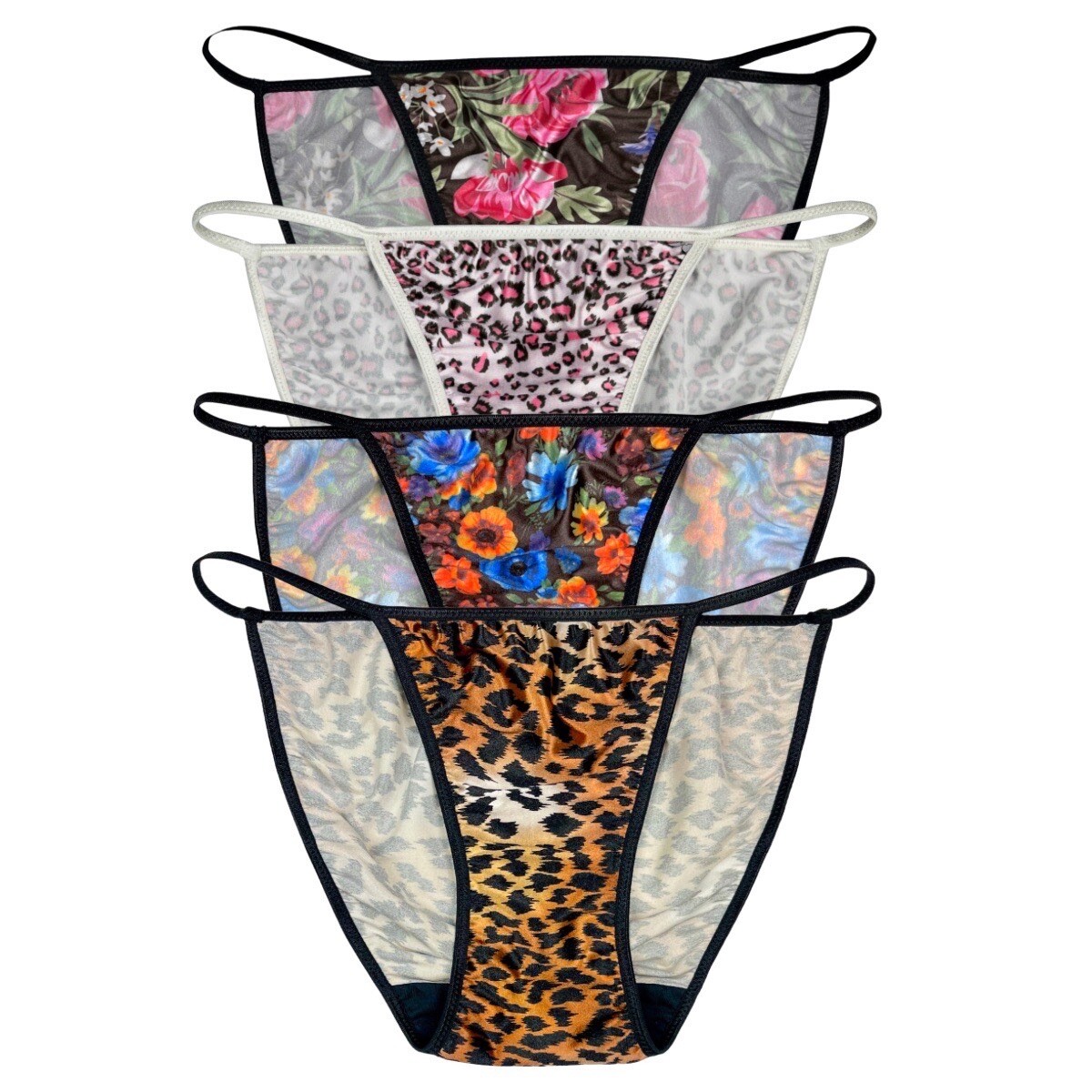 Second Skin Satin String Bikini Panties · 5 Pack Flor… Gem