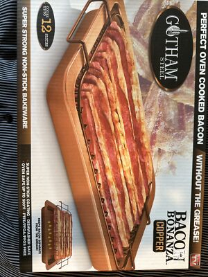 NEW 2 Piece Set Gotham Steel Bacon Bonanza Copper Non Stick Bacon ...