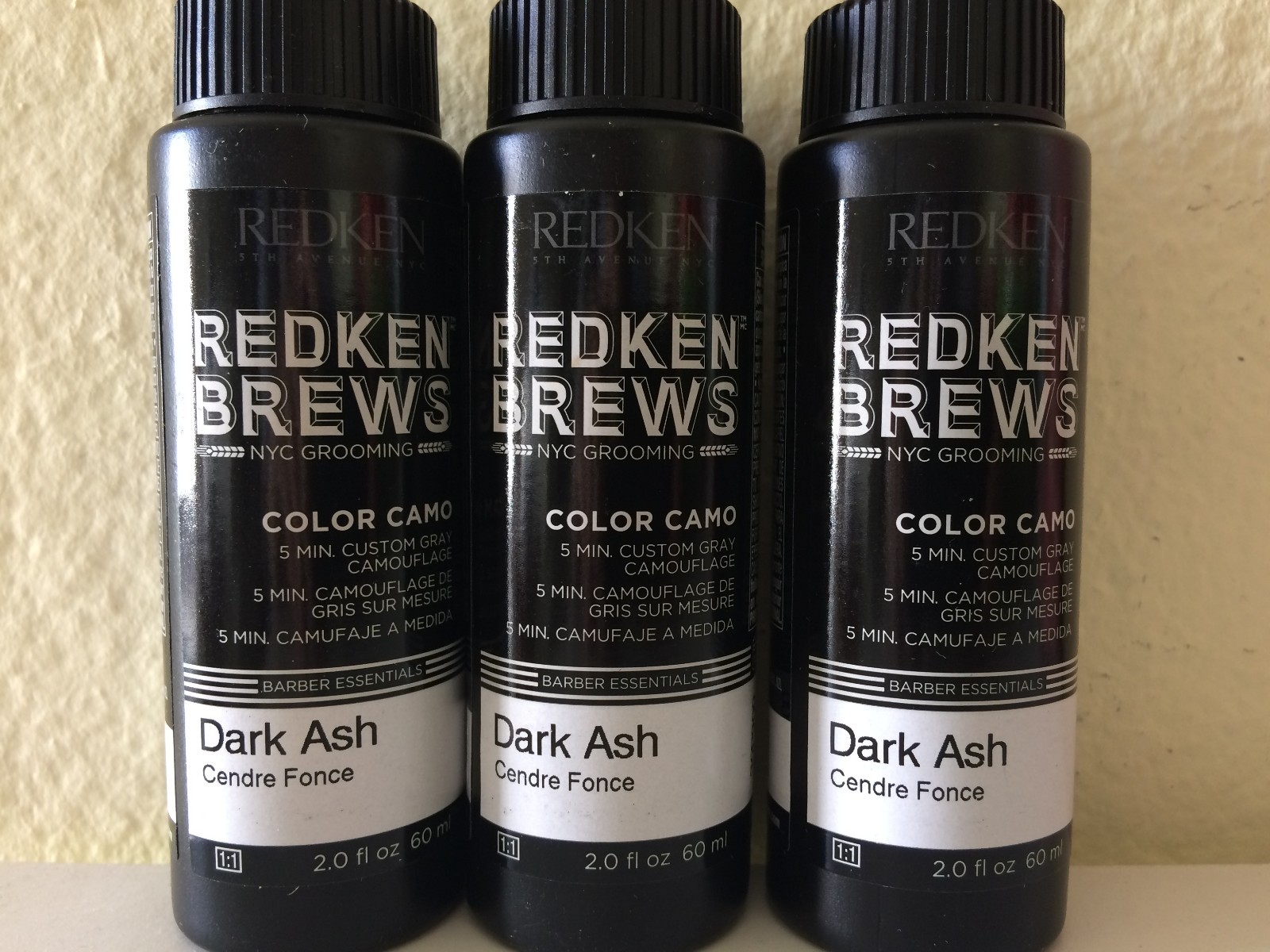 3 bottles REDKEN FOR MEN 5 minute color camo custom gray protein and ...
