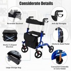 2-in-1 Folding Aluminum Rollator Walker Adjustable Handle W/ Seat 8 ...