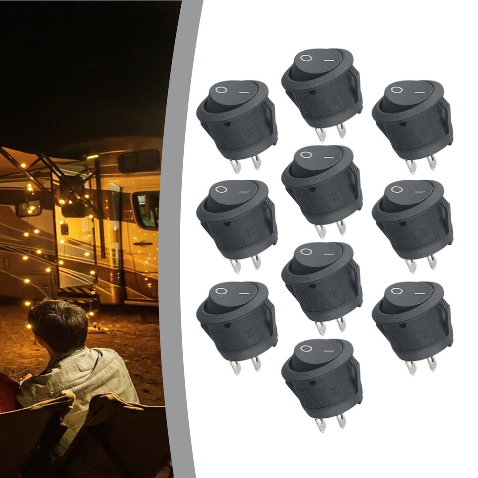 10PCS 12v Round Rocker Tiny Mini Switch ON/OFF 2 Pin SPST Camper Van ...