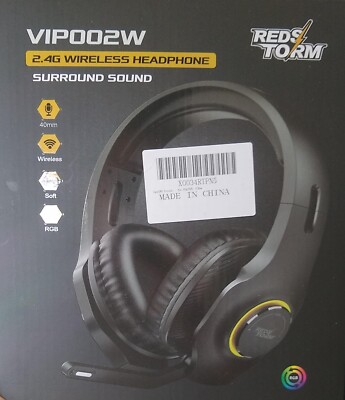 VIP002W Red Storm Wireless Gaming Headset with Microphone, RGB Gradient ...