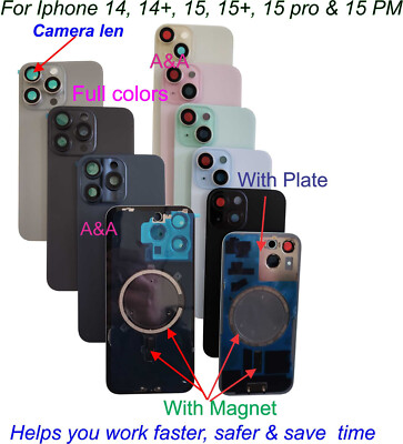 Back Glass replacement with Plate, Magnet, Camera len for Iphone 14 14 ...