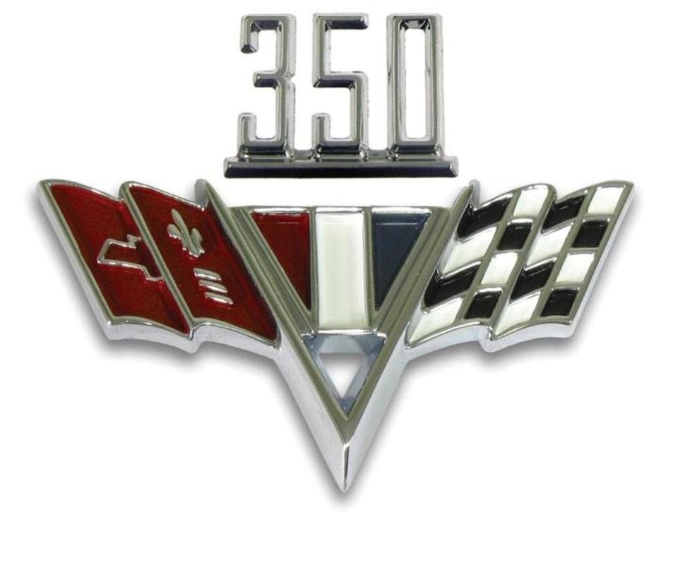 Chevy 350 Fender Emblem Kit ** 350 V-FLAG FENDER EMBLEM ** 2 FENDER SET ...