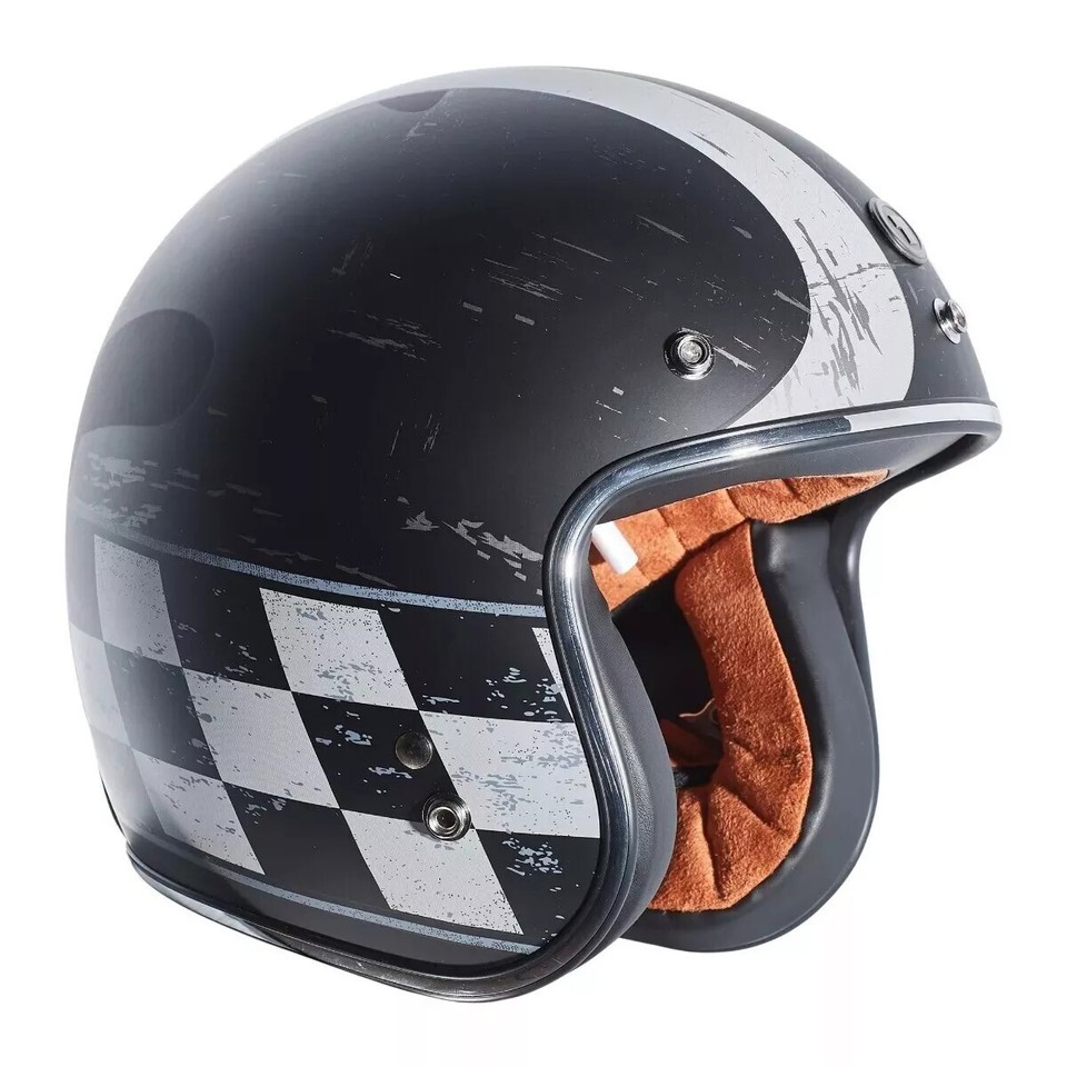 3/4 Open Face TORC T50 Del Mar Cafe Retro Motorcycle Helmet Flat Black ...