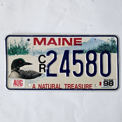 1998 MAINE LOON LICENSE PLATE 🔥FREE📬🔥 24580 ~ VINTAGE SPECIALTY GRAPHIC ...