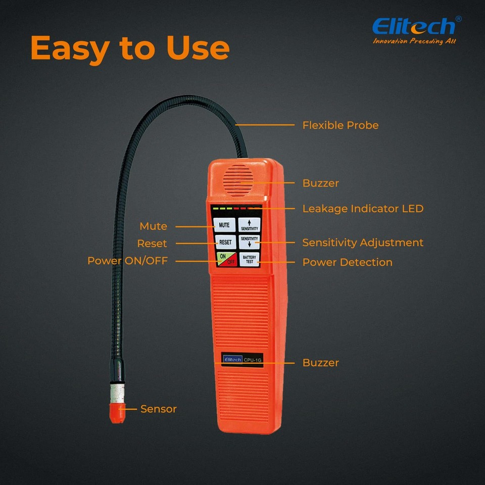 Elitech CPU-1G HVAC Leak Detector Halogen Gas Tester HVAC Refrigerant ...