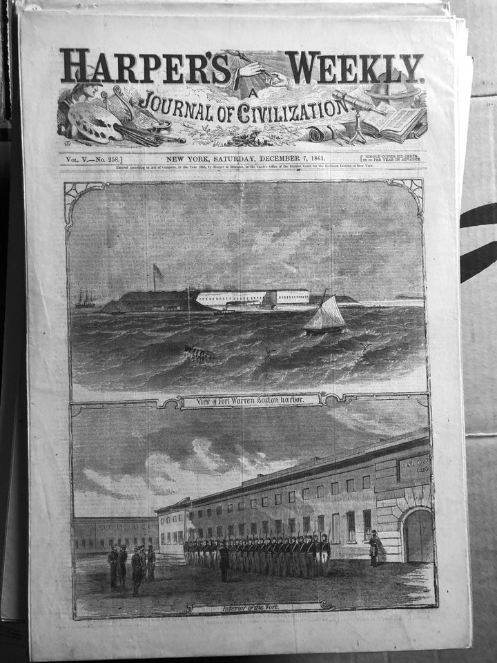 Views of Fort Warren, Boston Harbor 12/7/1861 Harpers Original | eBay