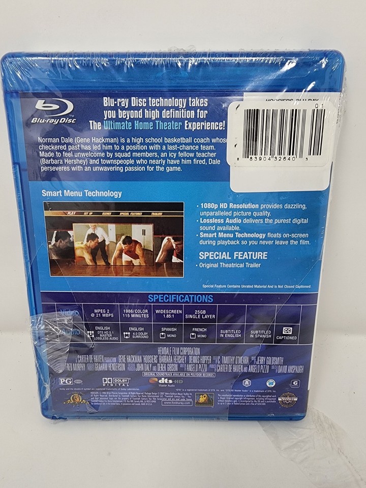 Hoosiers (1986) (Blu-ray, 2007 release) Gene Hackman Ships In Box | eBay