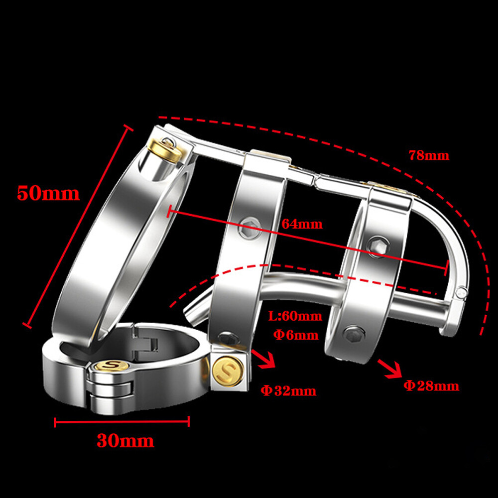 Male Chastity Cage Lock Device Kit with Tube Virginity Device 3 Sizes ...