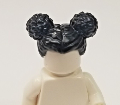 LEGO Minifigure Hair Black Pom Pom Curly Pigtail Two Buns Ponytails DC ...