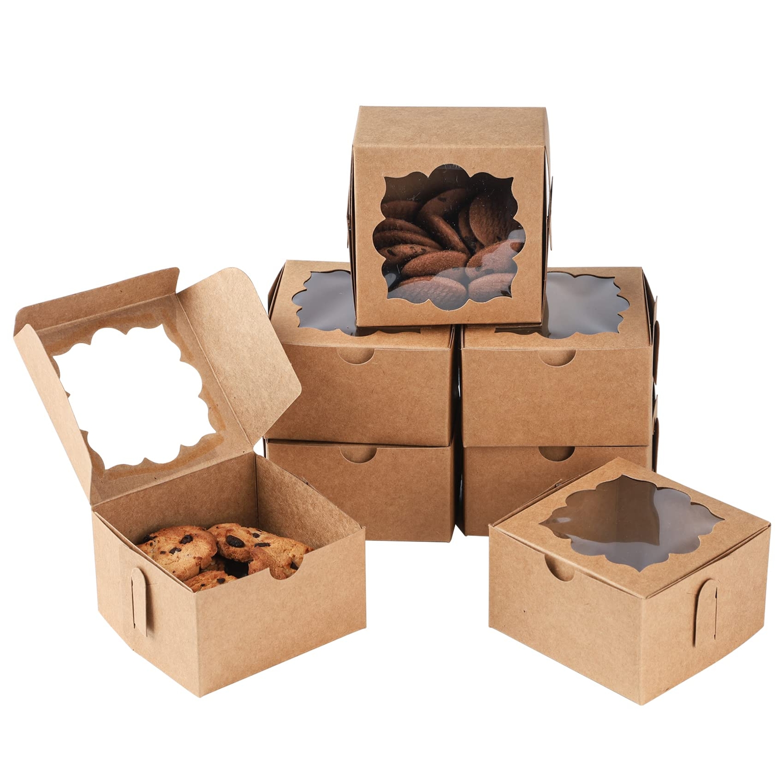 50pcs Cookie Boxes with Window Bakery Boxes Small Treat Boxes Mini Pie ...