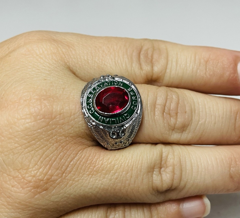 Vintage 1930s Civilian Conservation Corps Sterling Silver Enamel Ring ...