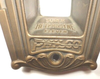 vintage PHILCO 112 /112X RADIO: Brass SUPERHETRODYNE 11 FACEPLATE w ...